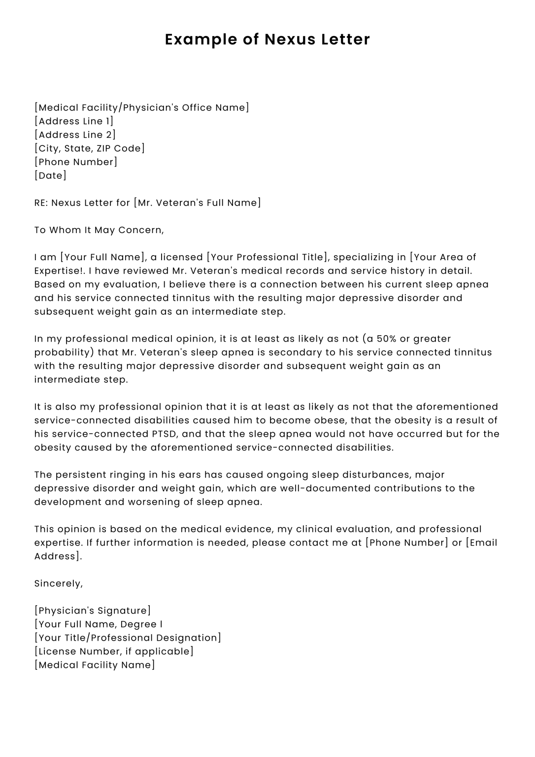 Nexus Letter for Secondary Condition: The Ultimate Guide (Sample Letter ...